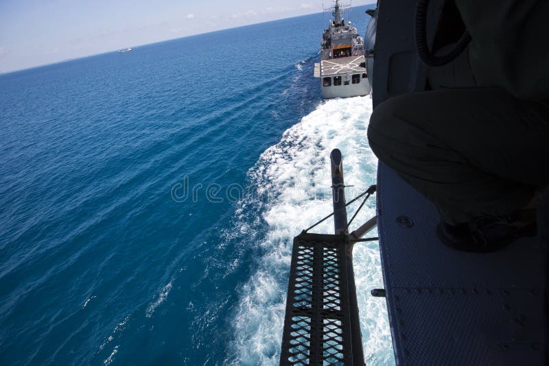 Military Pilot Soldier on Helicopter Stock Photo - Image of military ...