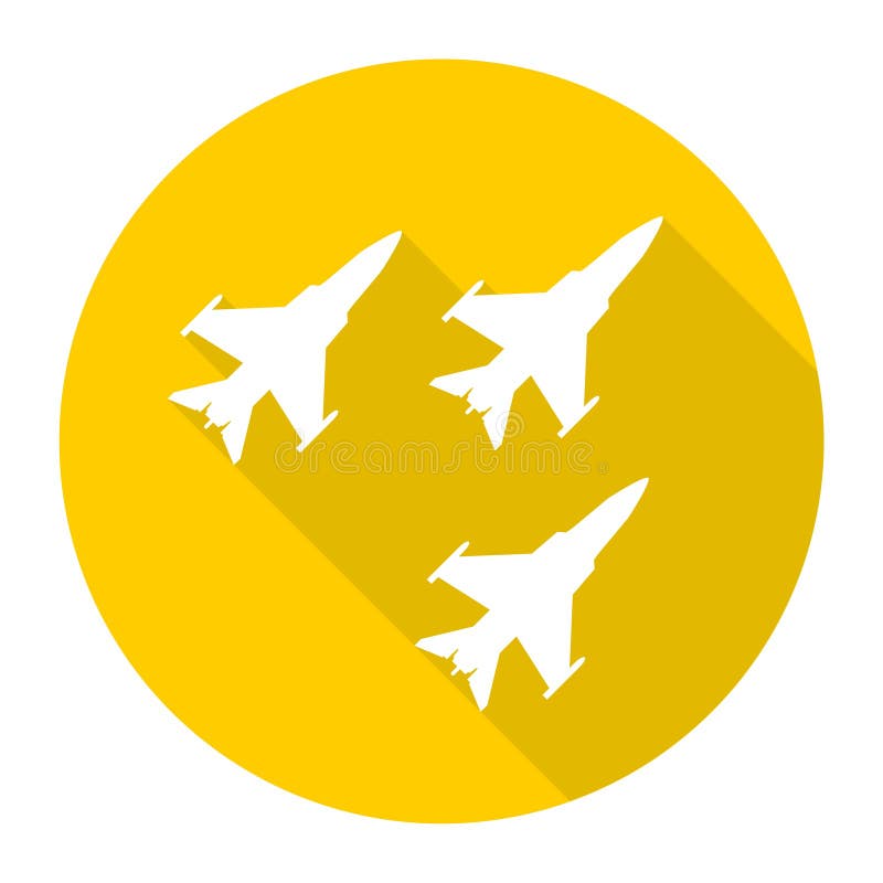 Military Plane in the Sky Icon with Long Shadow Stock Vector ...