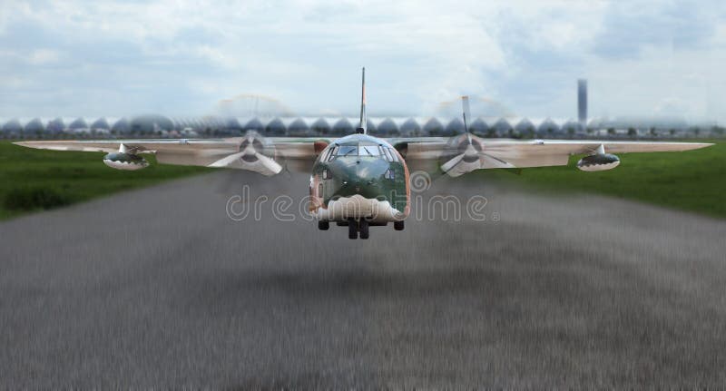 Military Plane Take Off from Runway Stock Image - Image of move ...