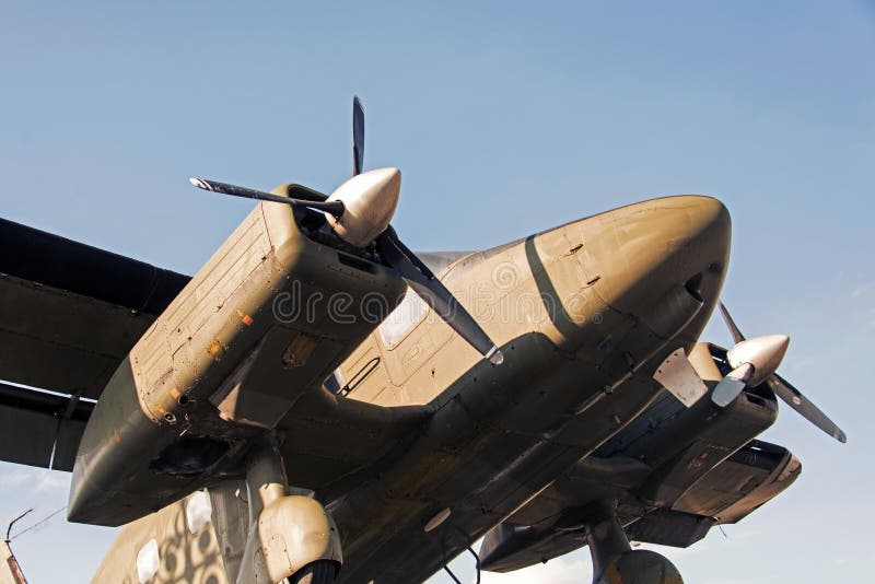 A Military Plane Taking Off in the Blue Sky Stock Photo - Image of ...