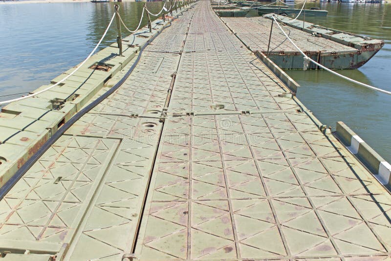 Military Pontoon Bridge Over River Stock Photo - Image of bridge, blue ...
