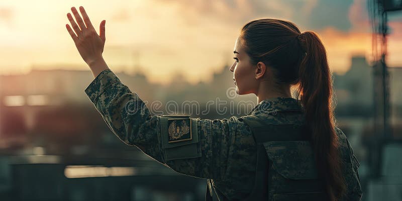 Military Precision: Person in Uniform Raising Hand beside Helicopter ...