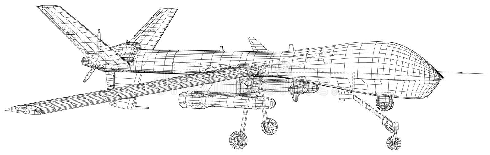 Aircraft Unmanned Predator Military Drone. Vector Created of 3d, Wire ...