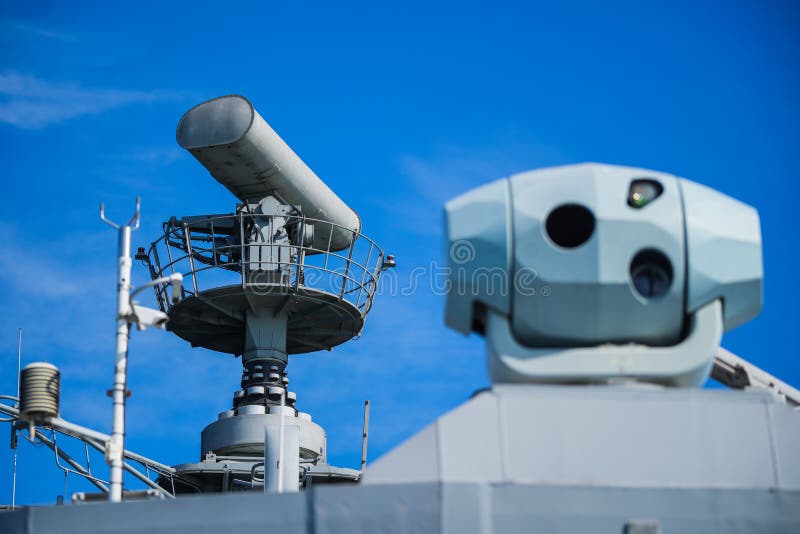 Military Radar Air Surveillance on Navy Ship Stock Image - Image of ...