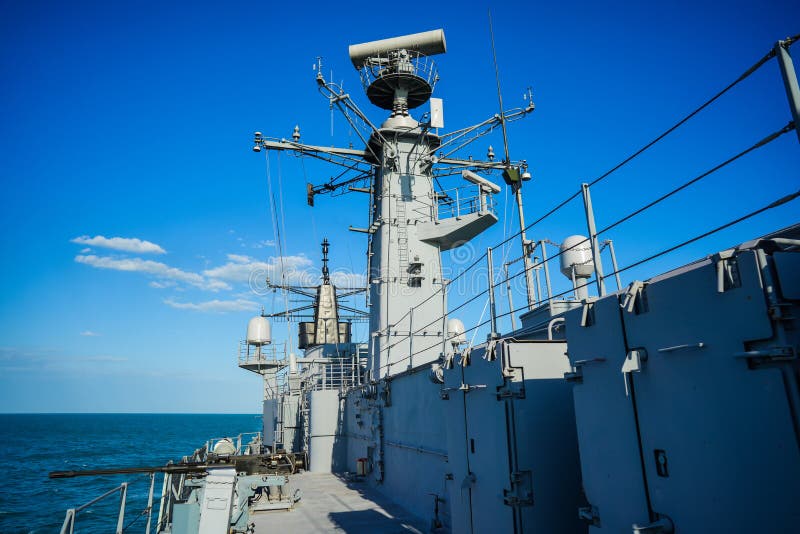 Military Radar Air Surveillance on Navy Ship Stock Image - Image of ...