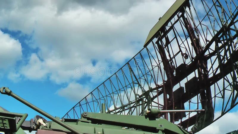 Military Radar Station Bearing, Modern Rotated Mobile Satellite Antenna ...