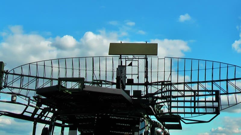 Military Radar Station Bearing, Modern Rotated Mobile Satellite Antenna ...