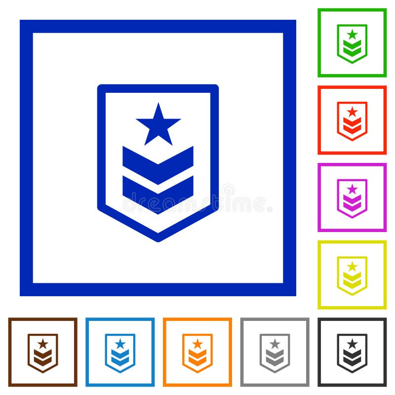 Military Rank Flat Framed Icons Stock Vector - Illustration of frames ...