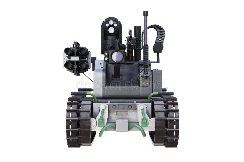 Military Robot Tank, Front View Stock Illustration - Illustration of ...