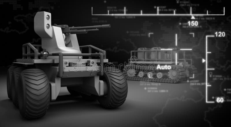 Military Robots on Wheels and Tracks. Stock Illustration - Illustration ...