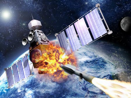 Military Satellite Explosion Stock Illustration - Illustration of ...