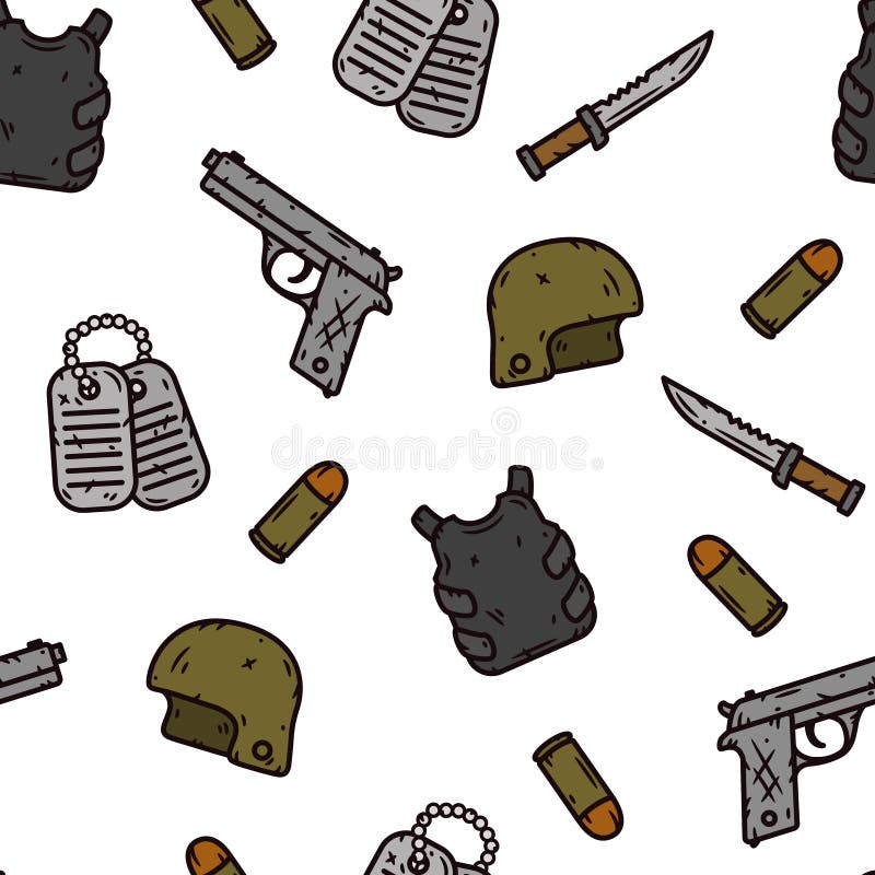 Military Seamless Pattern. Weapons Pattern. Vector Illustration. Stock ...