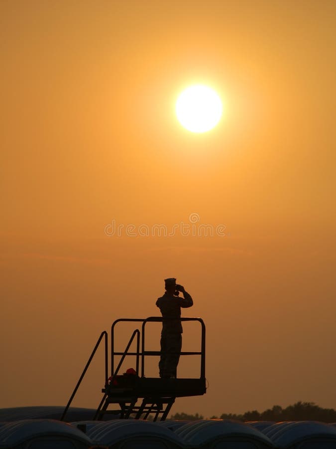 Military Sentry in Front of Sunset Stock Photo - Image of military ...