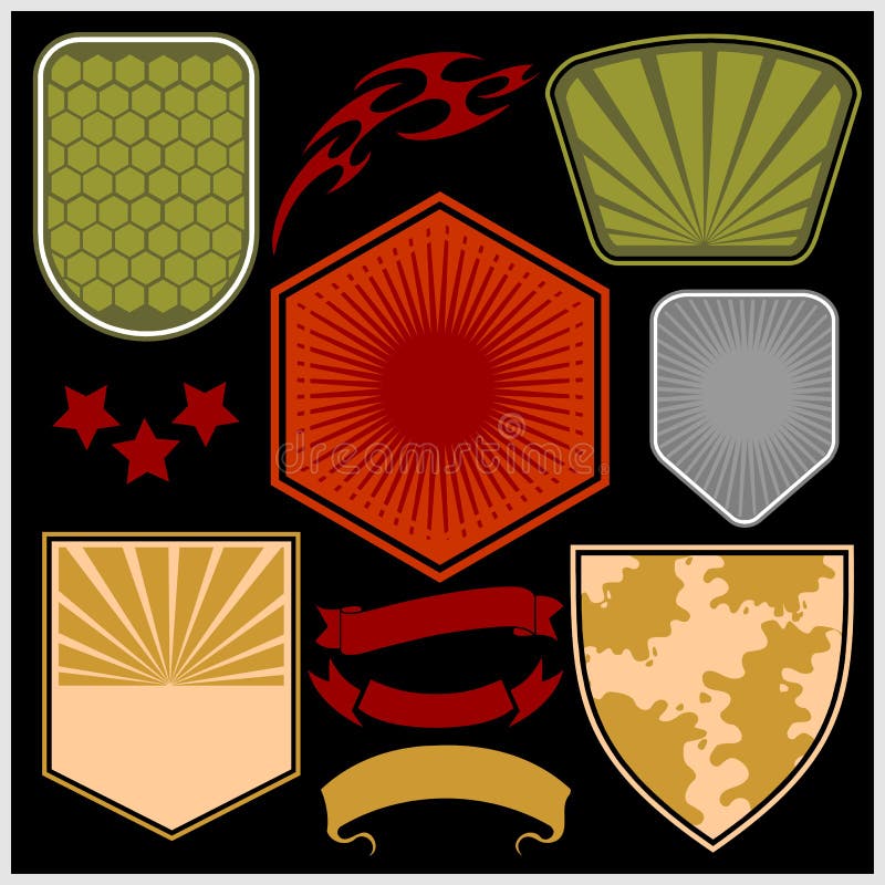 Military Shields and Elements - Vector Set Stock Vector - Illustration ... Military Shields and Elements - Vector Set Stock Vector - Illustration ...