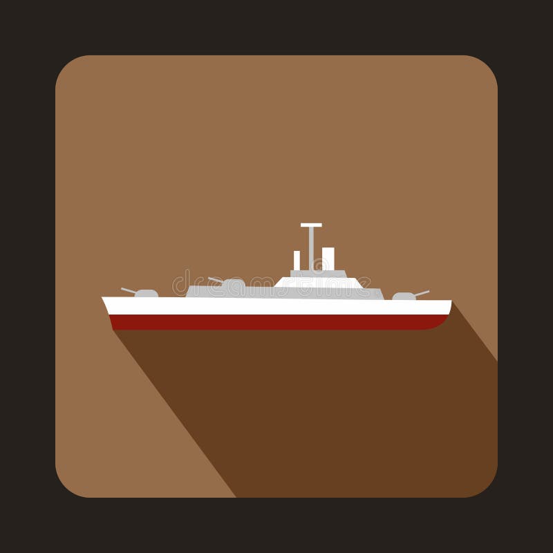 Military Ship Icon, Flat Style Stock Illustration - Illustration of ...