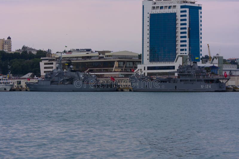The Military Ship is Moored in the Seaport of Odessa Editorial Photo ...