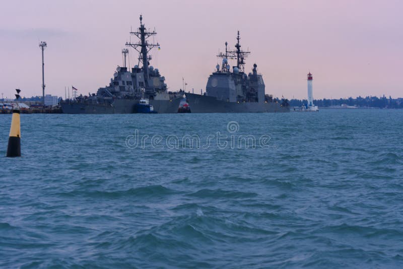 The Military Ship is Moored in the Seaport of Odessa Editorial Stock ...