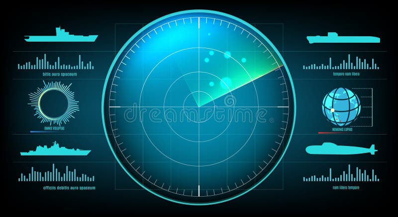 Military Ship Sonar Screen Interface Stock Vector - Illustration of ...