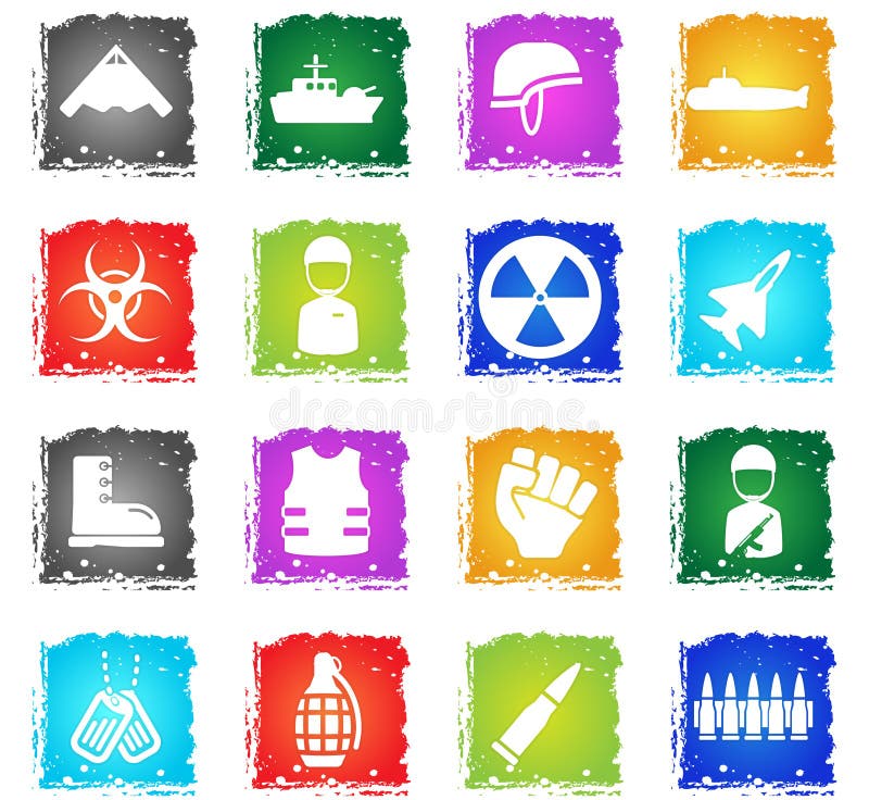 Military simply icons stock illustration. Illustration of grenade ...