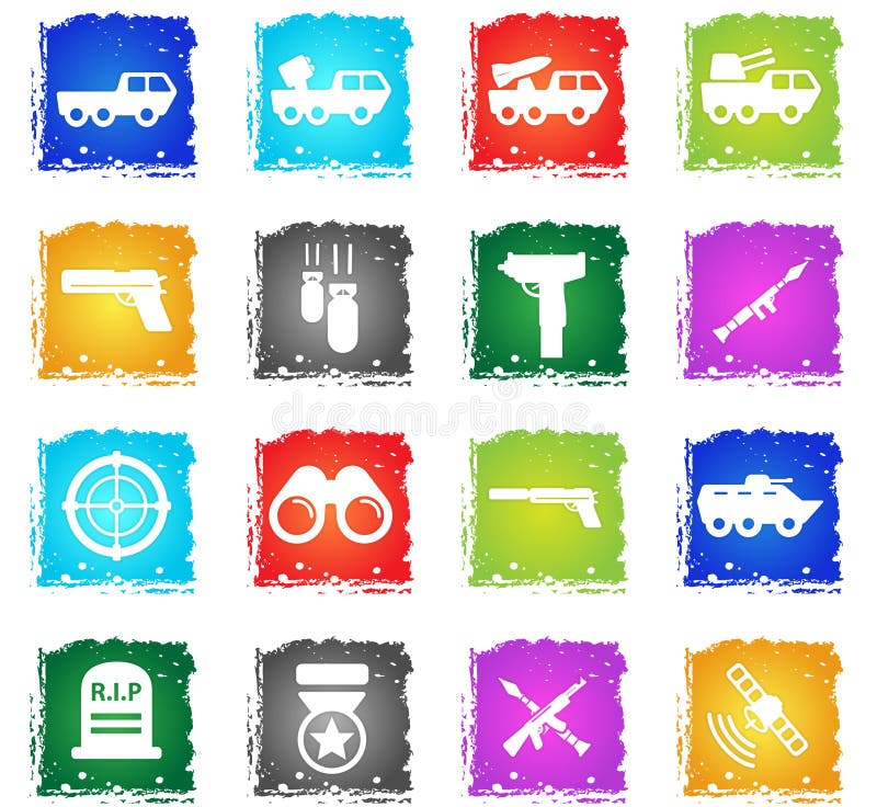 Military simply icons stock illustration. Illustration of fire - 88114396