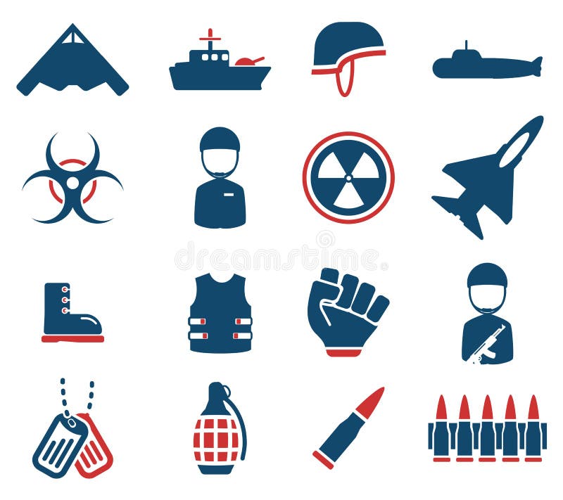 Military simply icons stock vector. Illustration of cartridge - 65963889