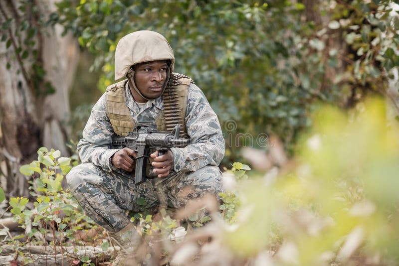 Military Soldier Guarding with a Rifle Stock Image - Image of marine ...