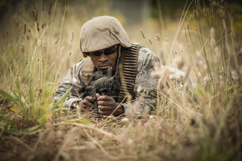 Military Soldier Guarding with a Rifle Stock Image - Image of ...