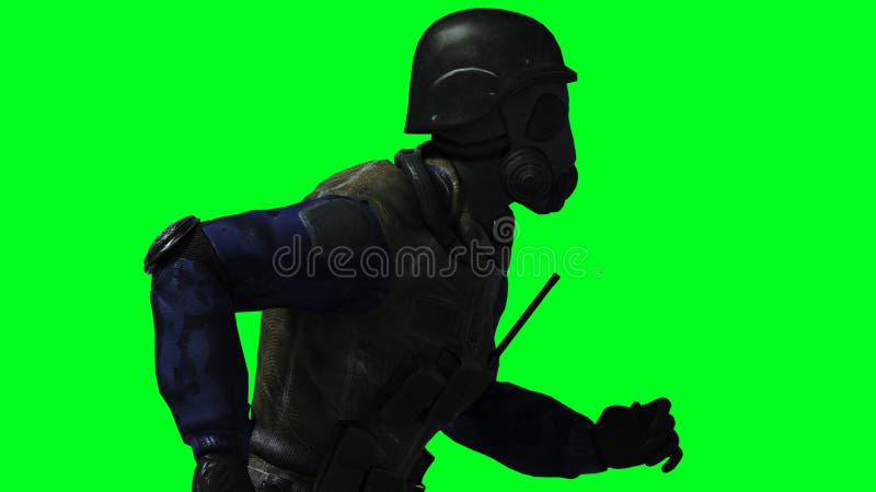 Military Soldier Isolate on Green Screen. 3d Rendering. Stock ...