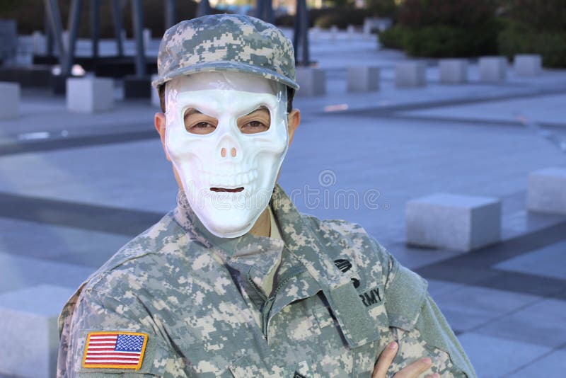 Military Soldier with Skeleton Face Stock Photo - Image of combat ...