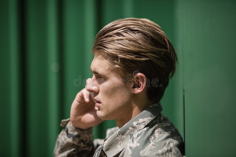 Military Soldier Talking on Mobile Phone Stock Image - Image of combat ...