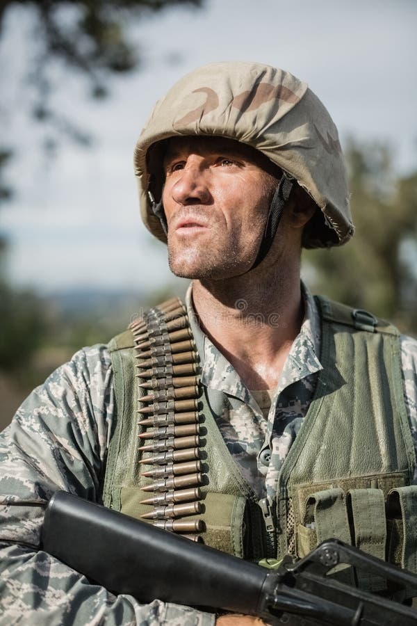 Military Soldier during Training Exercise with Weapon Stock Photo ...