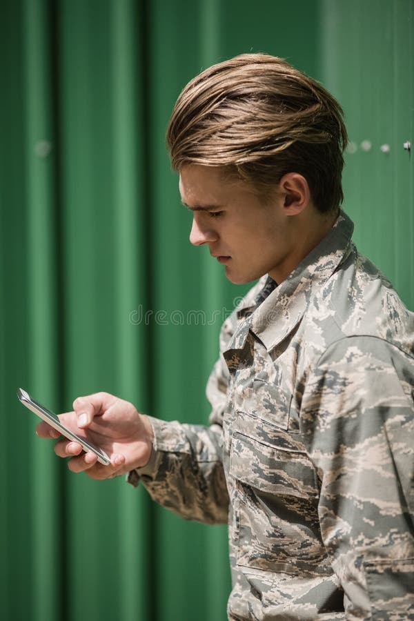 Military Soldier Talking on Mobile Phone Stock Image - Image of combat ...