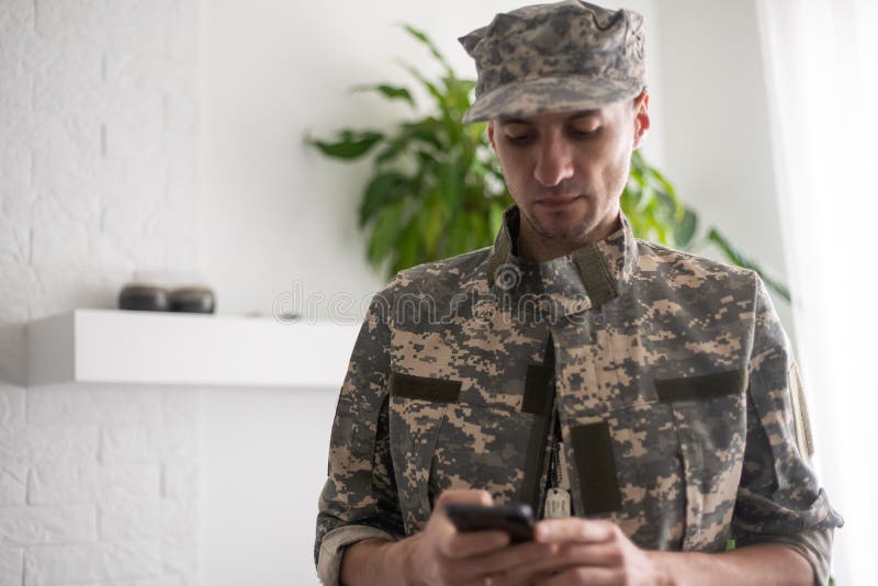 African American Military Man Texting Stock Photos - Free & Royalty ...
