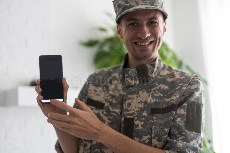 Military Soldier Using Mobile Phone. Letter Stock Photo - Image of ...