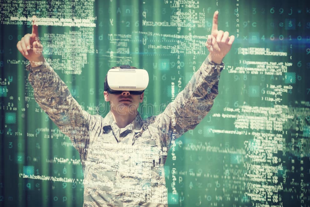 Military Soldier Using Virtual Reality 3d Headset Stock Photo - Image ...