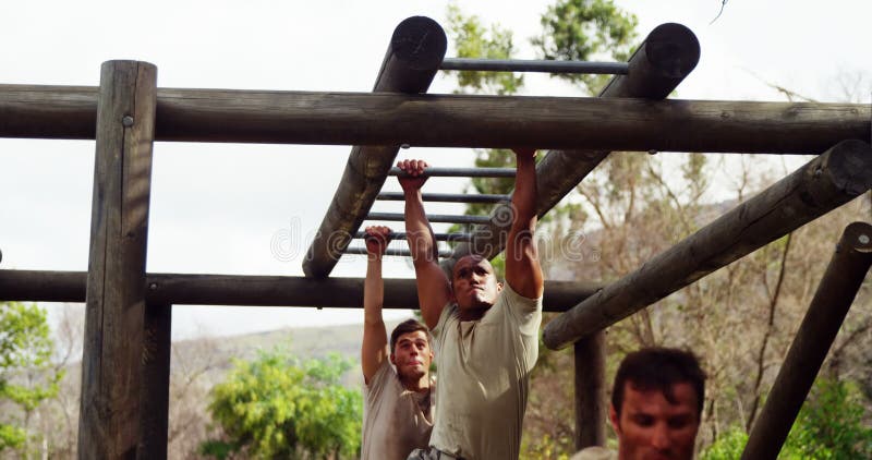 Military Soldiers Climbing Monkey Bars 4k Stock Video - Video of energy ...