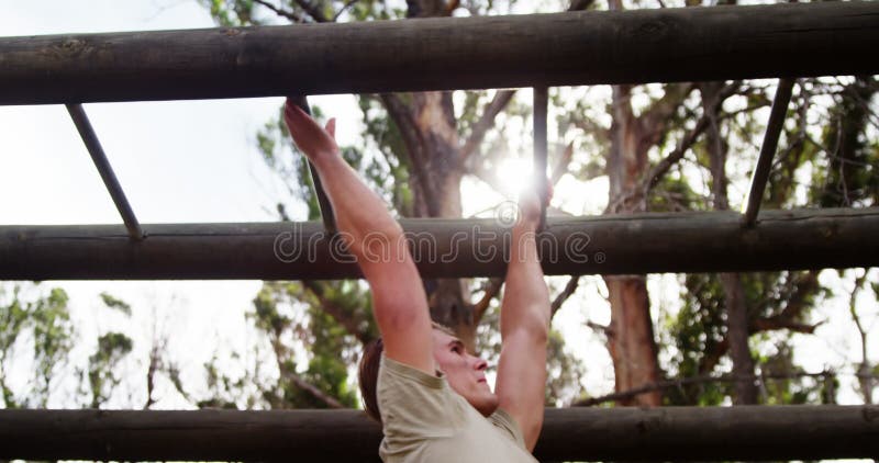 Military Soldiers Climbing Monkey Bars 4k Stock Video - Video of energy ...