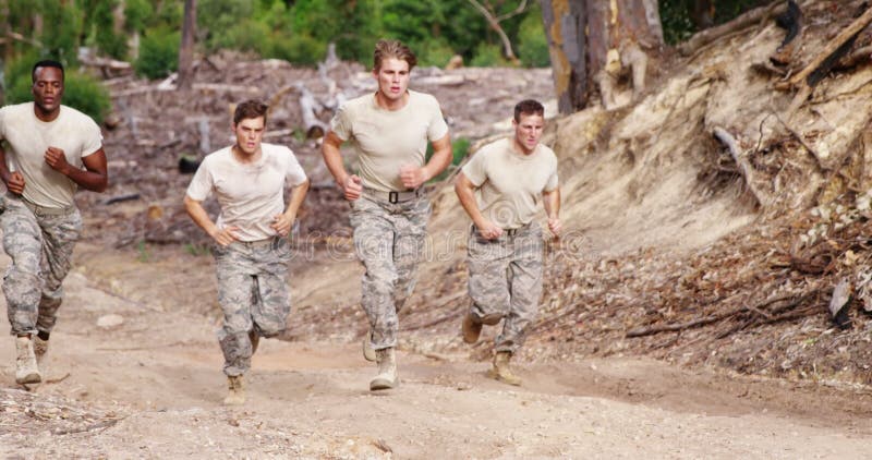 Military Soldiers Jogging at Boot Camp 4k Stock Video - Video of 1080p ...