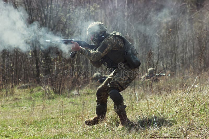Military Soldiers Shooting at War Stock Image - Image of attack ...