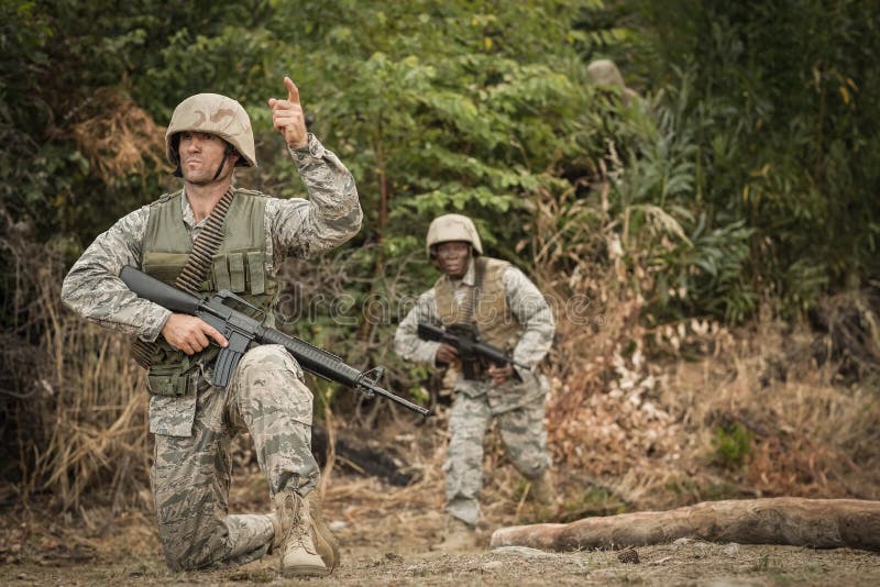 Military Soldiers during Training Exercise with Weapon Stock Photo ...