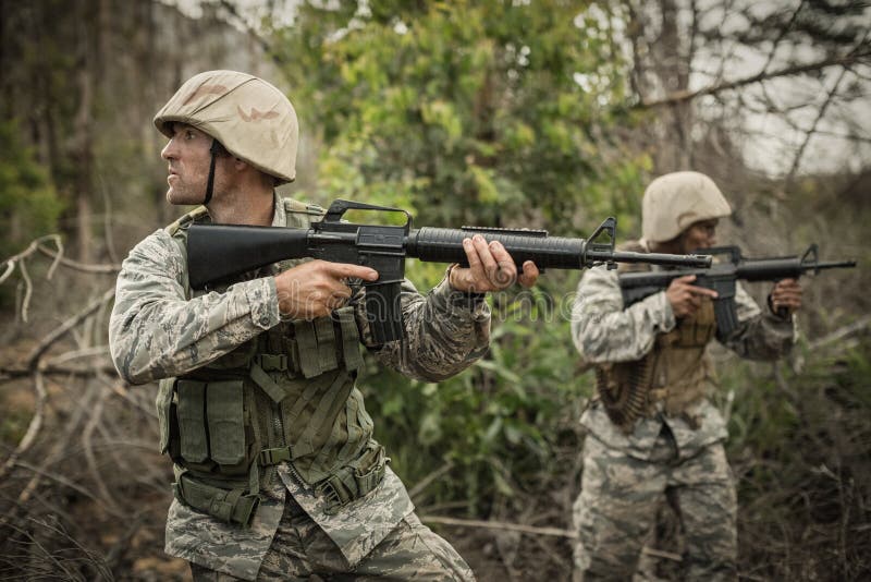 Military Soldiers during Training Exercise with Weapon Stock Image ...