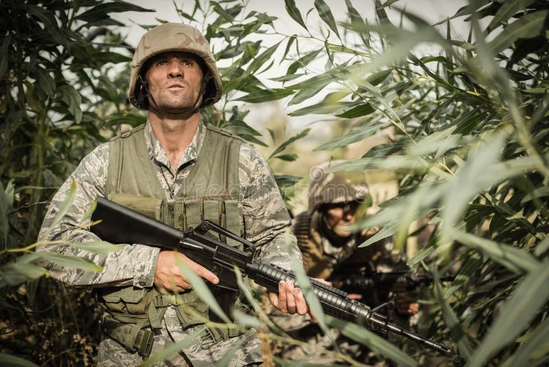 Military Soldiers during Training Exercise with Weapon Stock Image ...