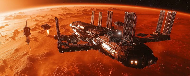 Military Space Station Orbits a Red Planet with Advanced Technology and ...