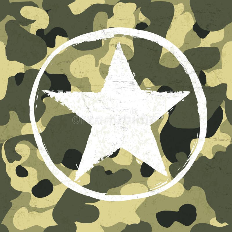 Military Camouflage Background with Star. Stock Vector - Illustration ...