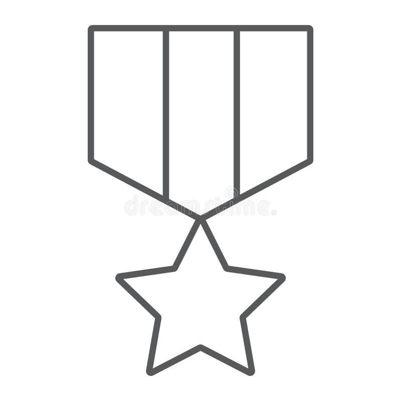 Military Star Line Icon, Label and Army, Insignia Sign, Vector Graphics ...