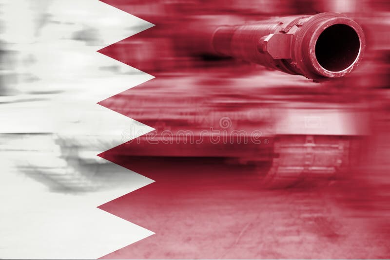 Military Strength Theme, Motion Blur Tank with Bahrain Flag Stock Image ...