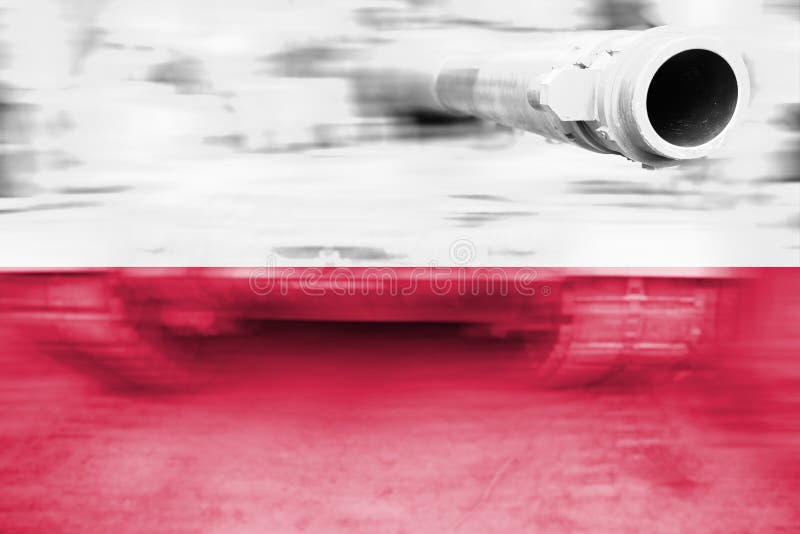 Military Strength Theme, Motion Blur Tank with Poland Flag Stock Image ...