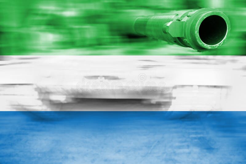 Military Strength Theme, Motion Blur Tank with Sierra Leone Flag Stock ...