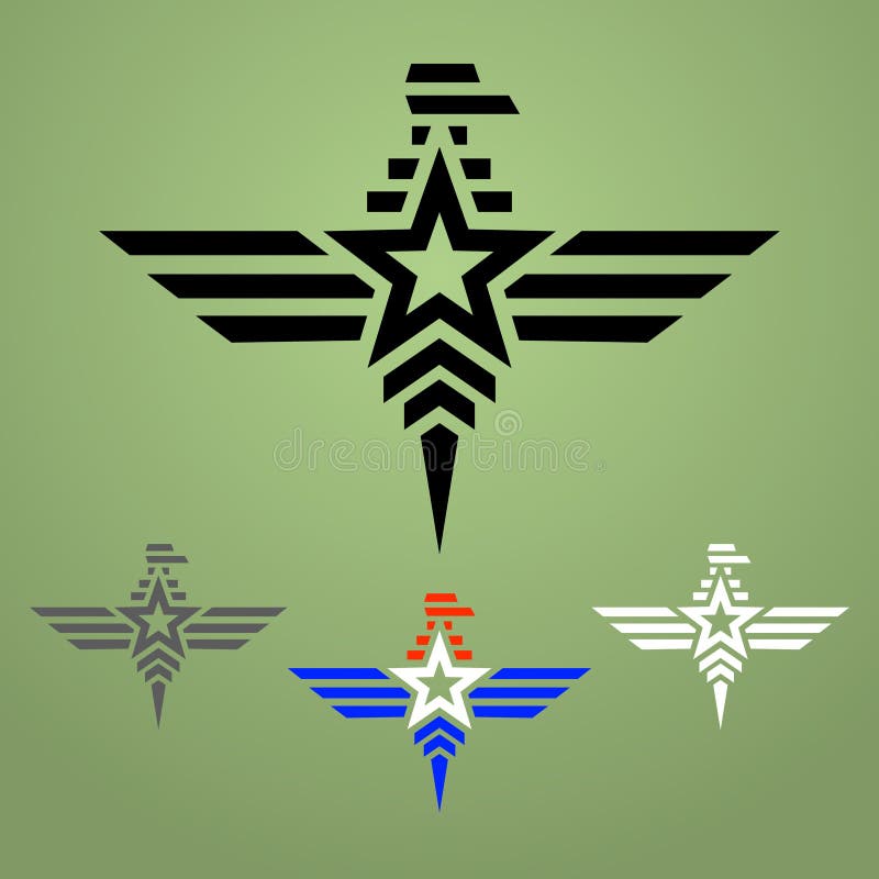 Military Style Eagle Emblem Set Stock Illustration - Illustration of ...
