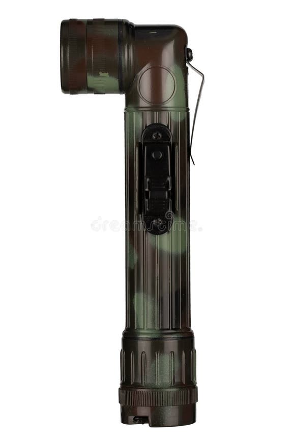 Military Style Flashlight Isolated on White Stock Image - Image of ...